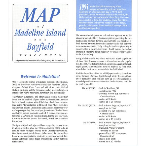 None | Accents | Vintage Map Of Madeline Island And Bayfield County Wi ...
